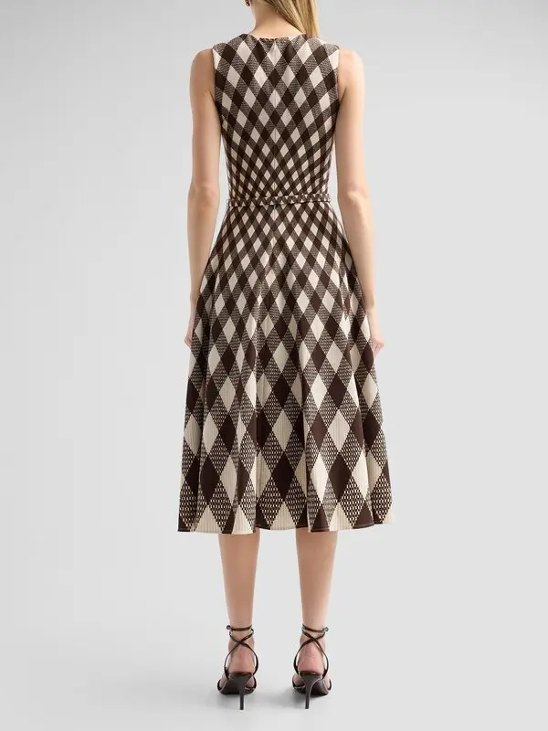 Oscar De La Renta Argyle Degrade Wool Sleeveless Day Dress