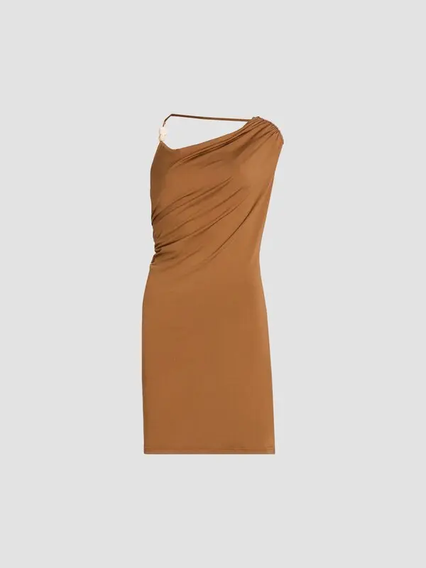 Significant Other Amren Bead-detail Draped Jersey Minidress - Cedar