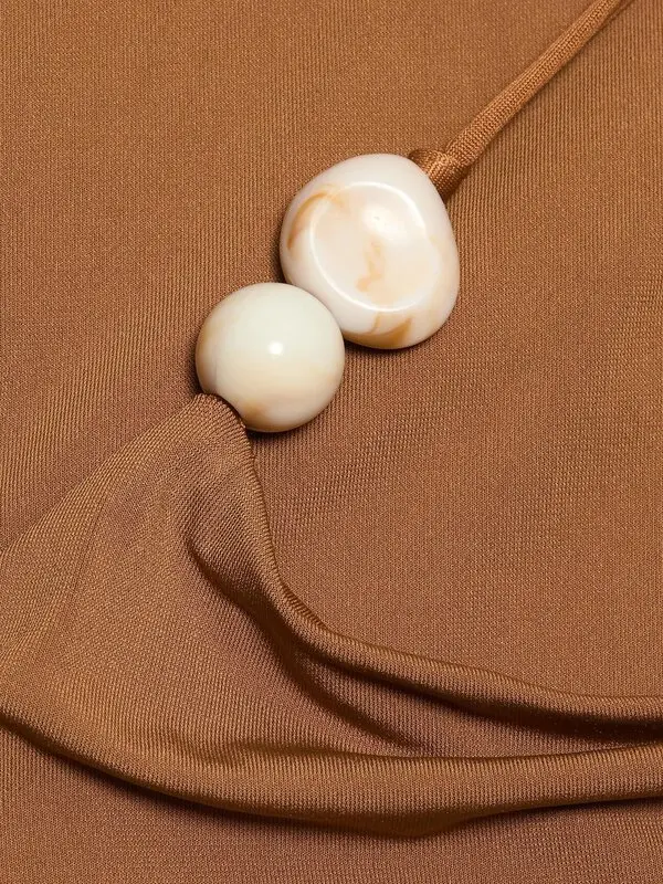 Significant Other Amren Bead-detail Draped Jersey Minidress