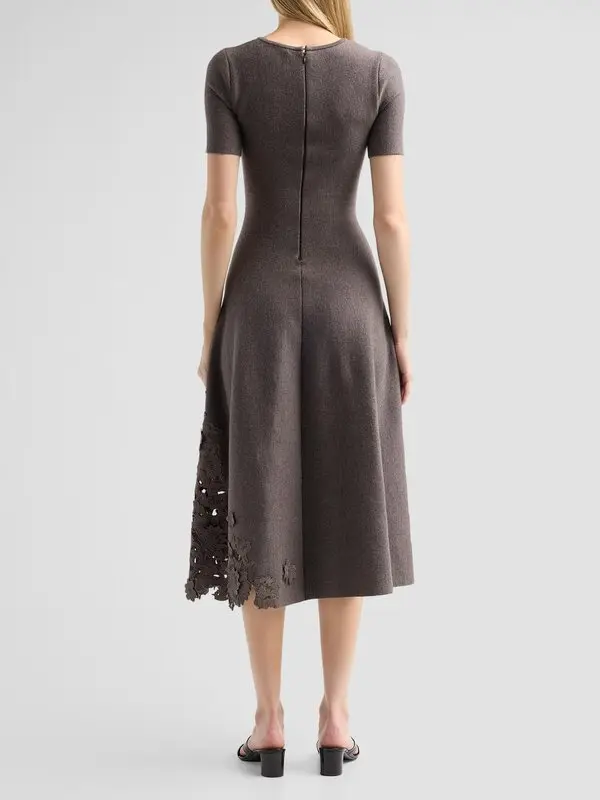 Oscar De La Renta Guipure Lace Wool Midi Dress
