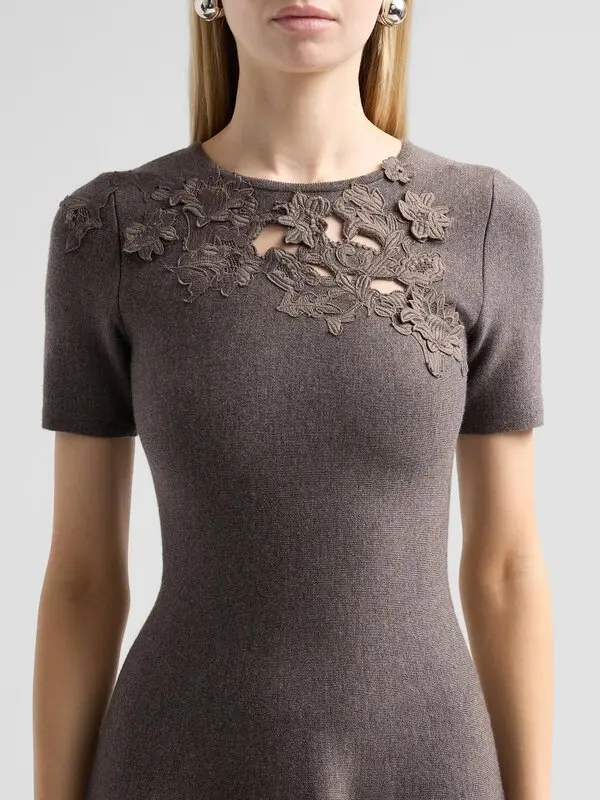 Oscar De La Renta Guipure Lace Wool Midi Dress
