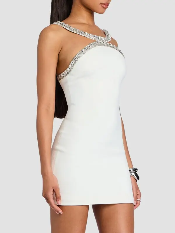 Retrofete Ailsa Embellished Jersey Crepe Mini Dress