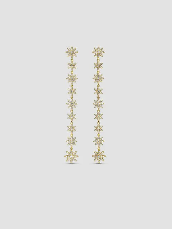 David Yurman Starburst Drop Earrings In 18k Yellow Gold With Diamonds, 70.9mm - Diamond