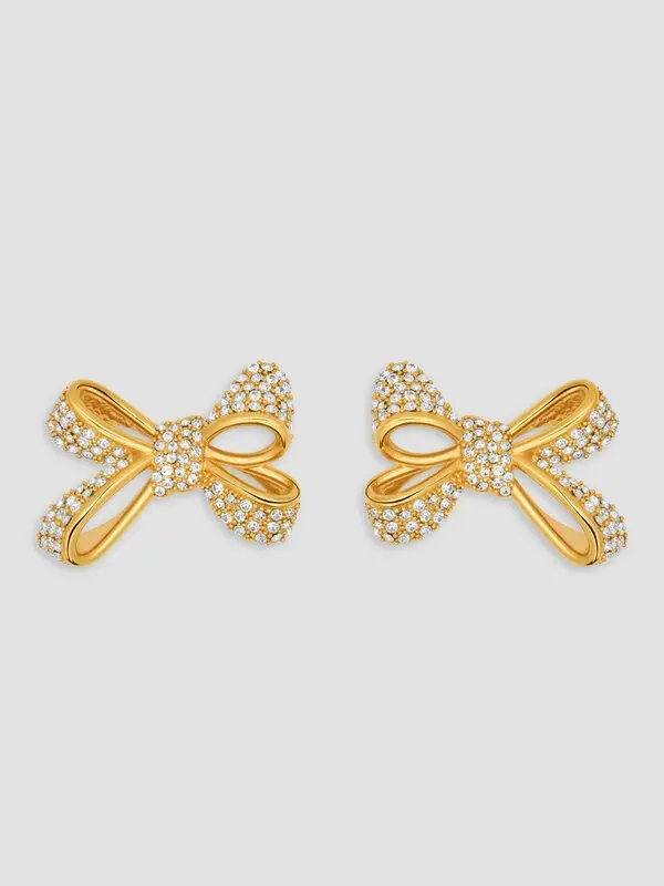 Oscar De La Renta Goldtone & Glass Bow Stud Earrings - Crystal