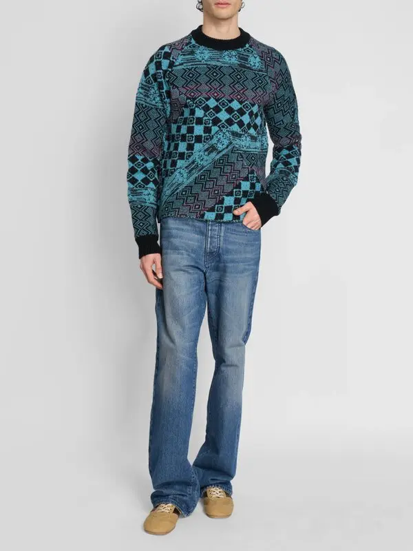 Dries Van Noten Macos Patchwork Jacquard Wool Sweater