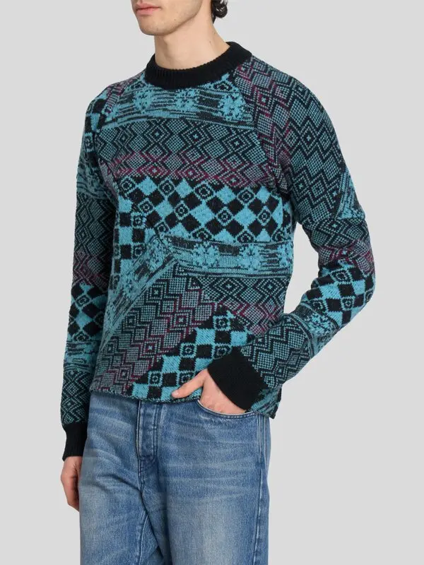 Dries Van Noten Macos Patchwork Jacquard Wool Sweater