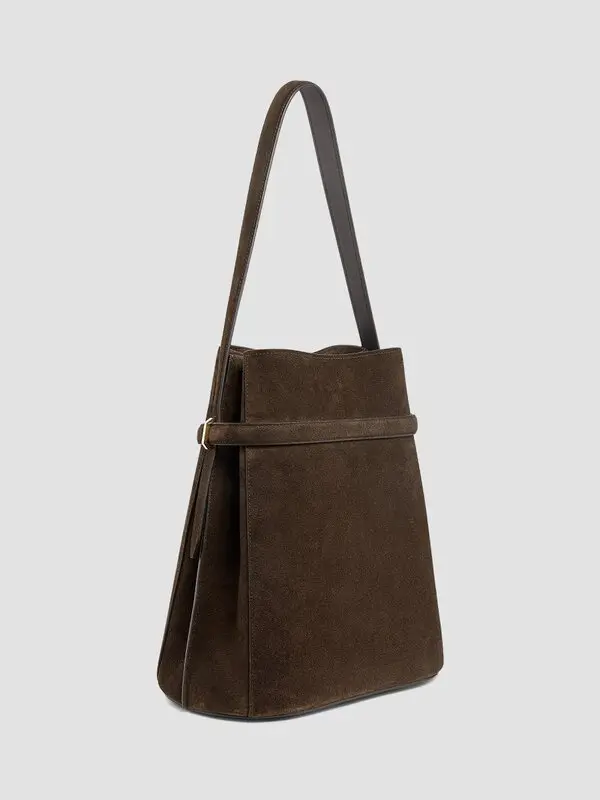TOTEME Belted Suede Bucket Bag - Brown