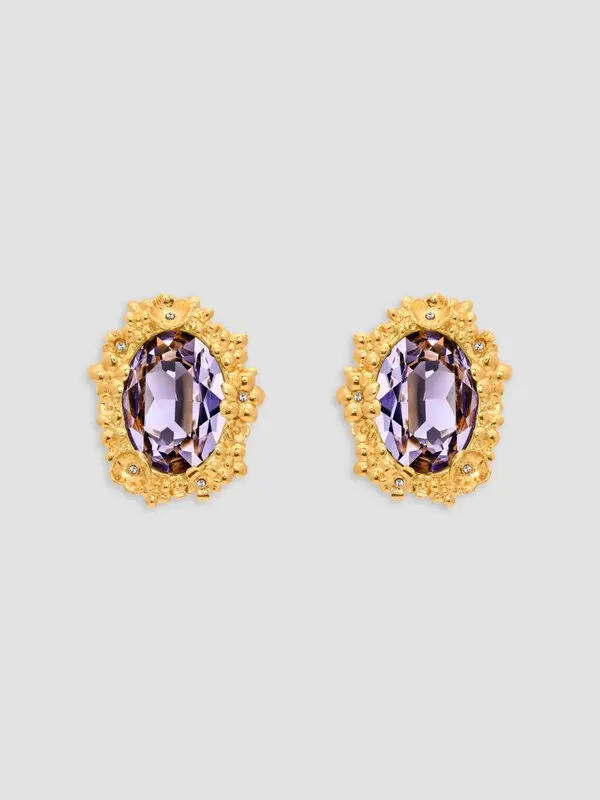 Oscar De La Renta Goldtone & Glass Crystal Stud Earrings