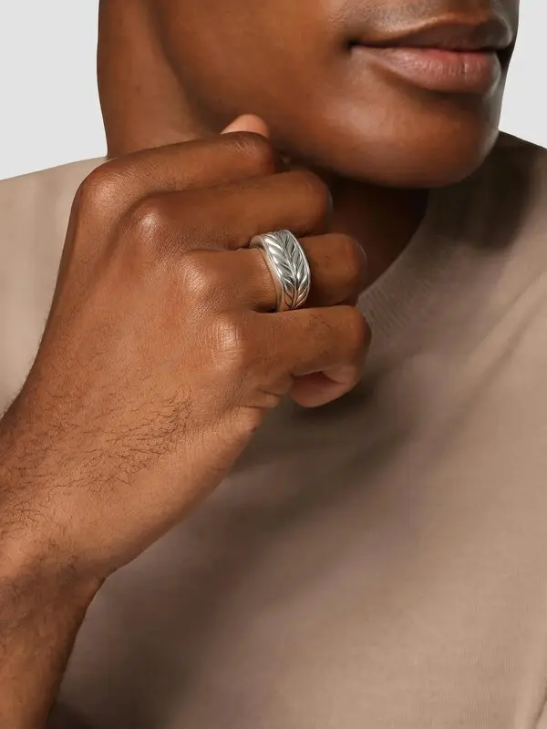 David Yurman Chevron Three Sided Signet Ring In Sterling Mm