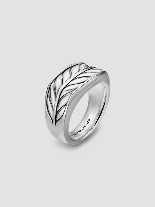 David Yurman Chevron Three Sided Signet Ring In Sterling Mm