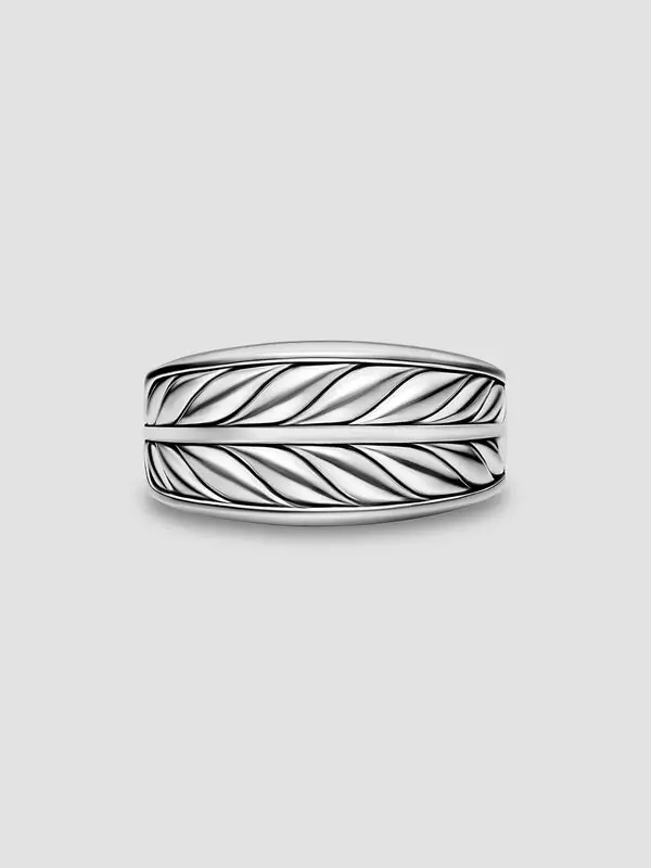 David Yurman Chevron Three Sided Signet Ring In Sterling Mm