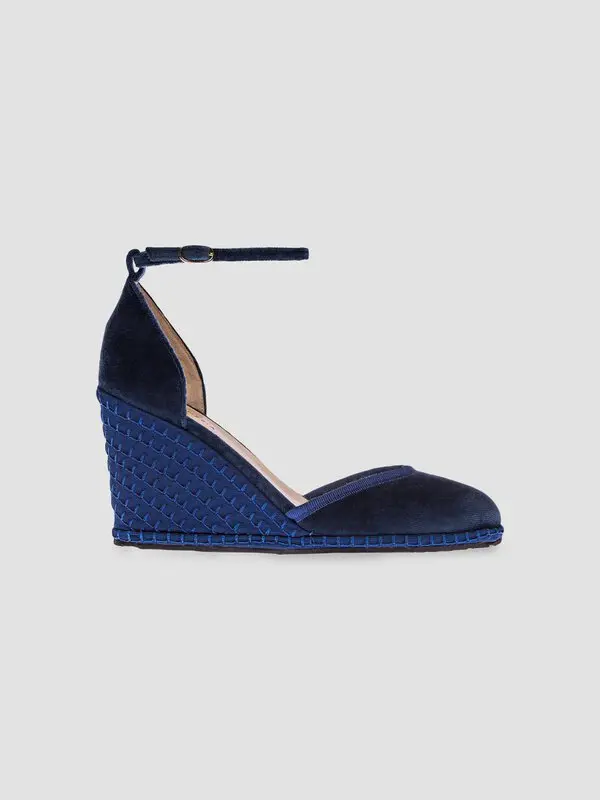 VIBI VENEZIA Timeless 100mm Cotton Velvet Wedge Pumps - Delfina