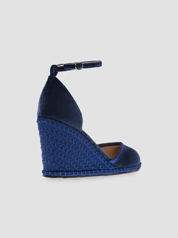 VIBI VENEZIA Timeless 100mm Cotton Velvet Wedge Pumps - Delfina