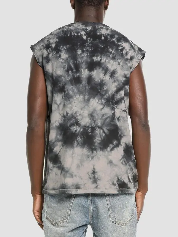 PURPLE BRAND Logo Tie-dye Cotton Sleeveless T-shirt