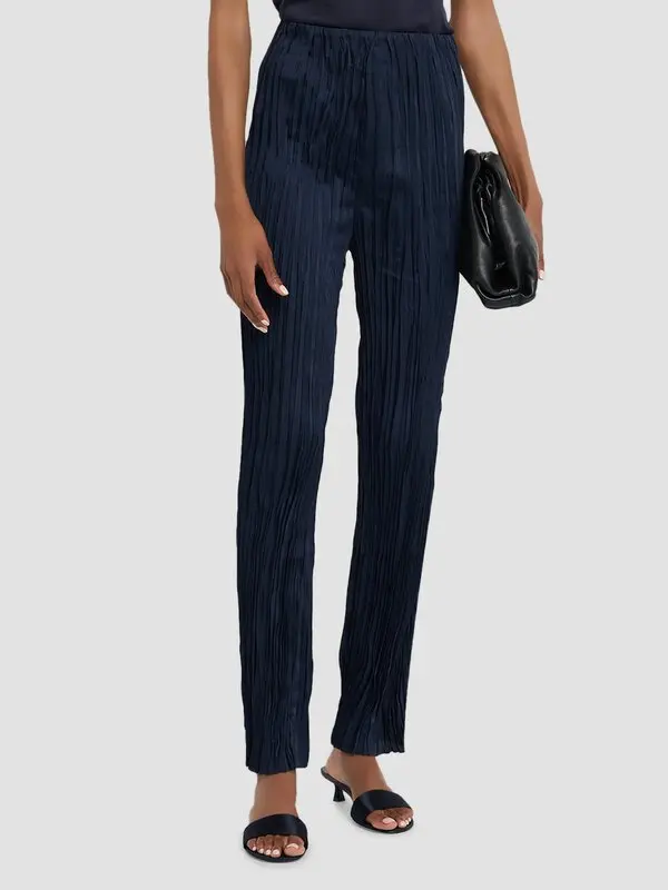 Significant Other Lilian Pleated Satin Straight-leg Pants