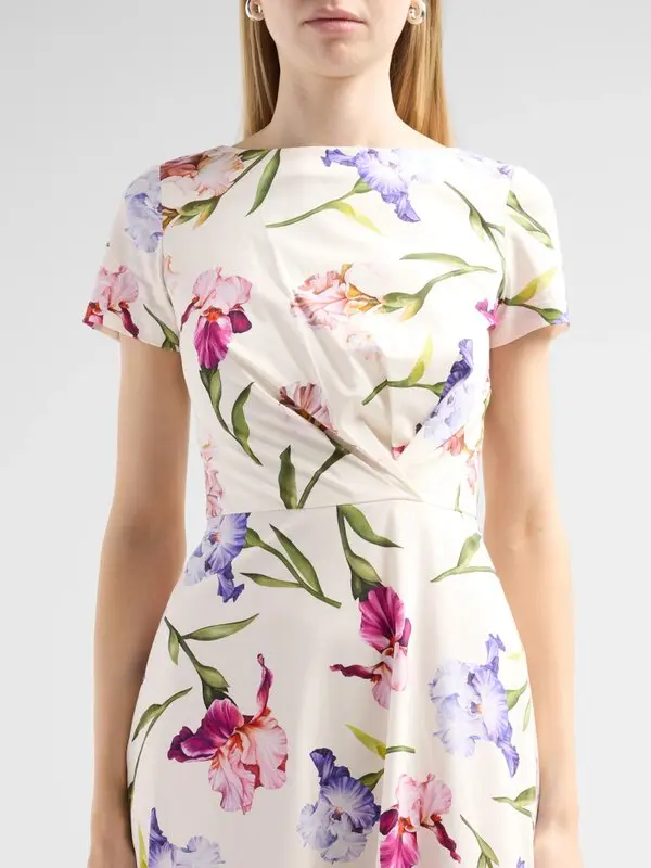 Oscar De La Renta Iris Flowers Poplin Day Dress