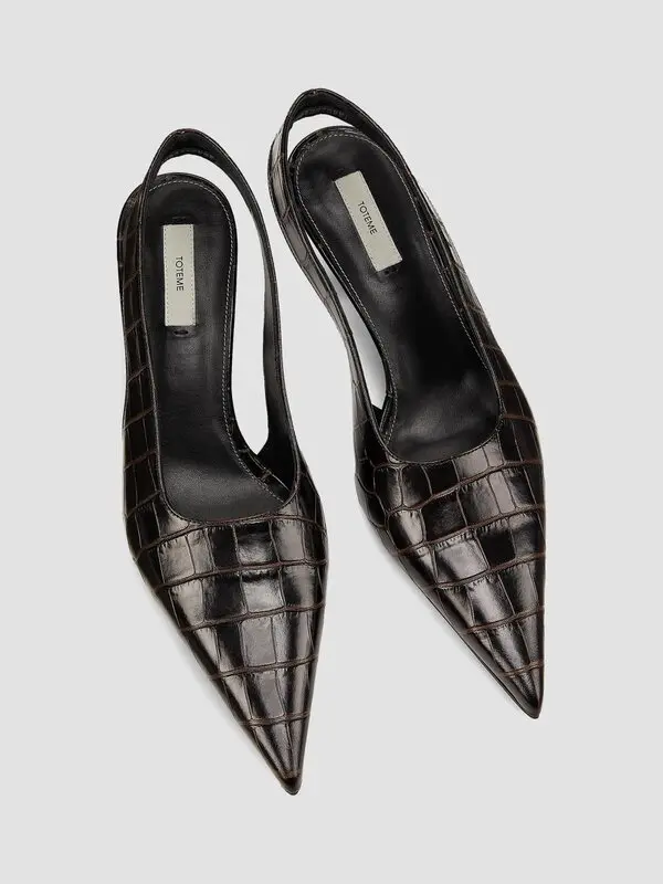 TOTEME 55mm Croc-embossed Leather Slingback Pumps
