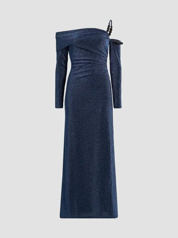 Significant Other Gia Off-the-shoulder Metallic Gown