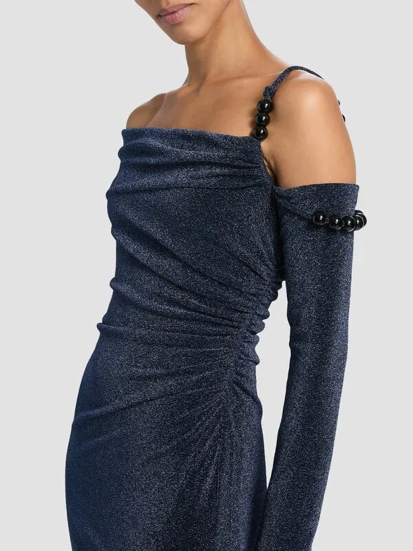 Significant Other Gia Off-the-shoulder Metallic Gown