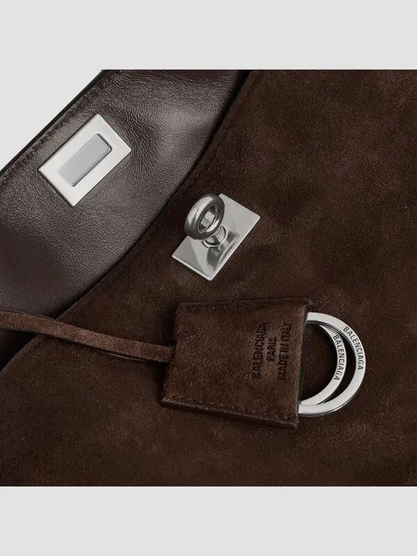 Balenciaga Rodeo Small Suede Top Handle Bag - Espresso