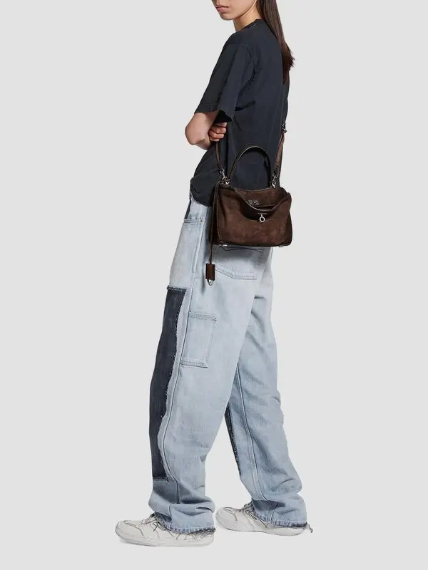 Balenciaga Rodeo Small Suede Top Handle Bag - Espresso