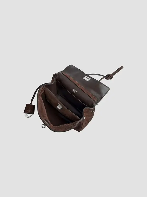 Balenciaga Rodeo Small Suede Top Handle Bag - Espresso