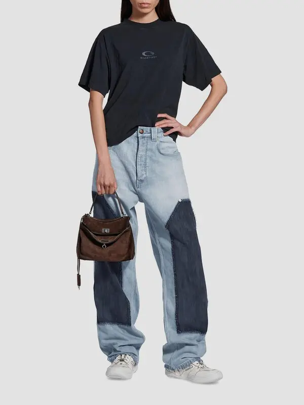 Balenciaga Rodeo Small Suede Top Handle Bag - Espresso