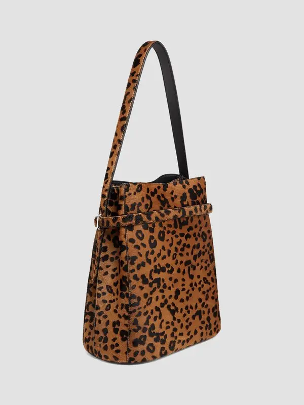 TOTEME Belted Calf-hair Bucket Bag - Leopard