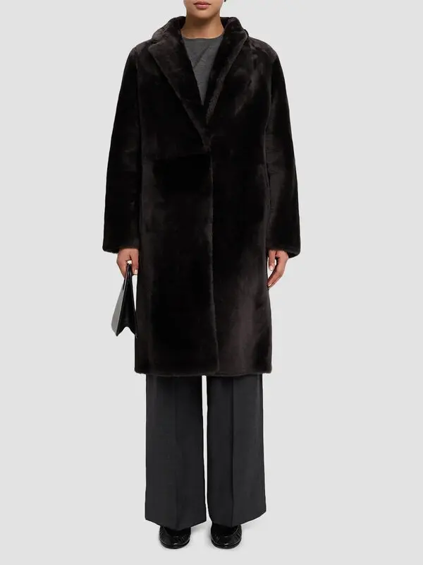YVES SALOMON Reversible Shearling Coat - Etain