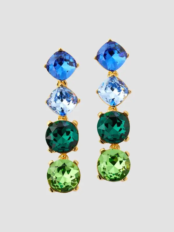 Oscar De La Renta Goldtone Or Silvertone & Glass Crystal Drop Earrings