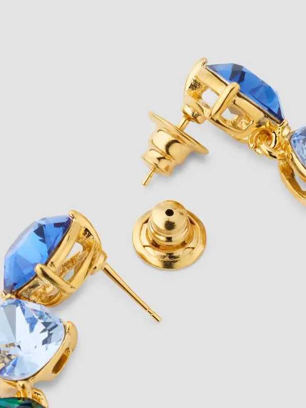 Oscar De La Renta Goldtone Or Silvertone & Glass Crystal Drop Earrings