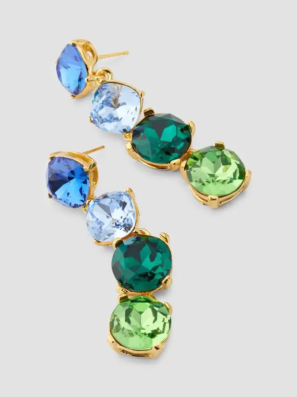 Oscar De La Renta Goldtone Or Silvertone & Glass Crystal Drop Earrings