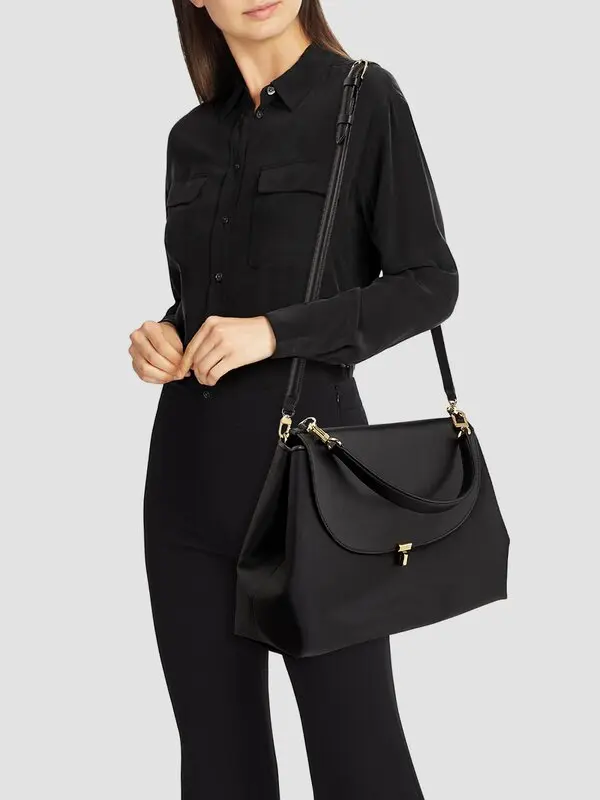 TOTEME T-lock Nylon & Leather Satchel