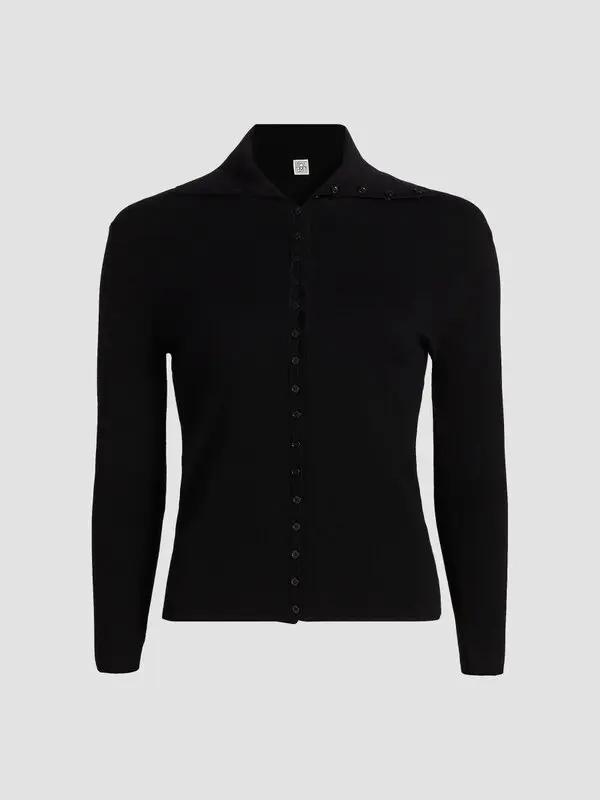 TOTEME Fitted Polo Cardigan - Black