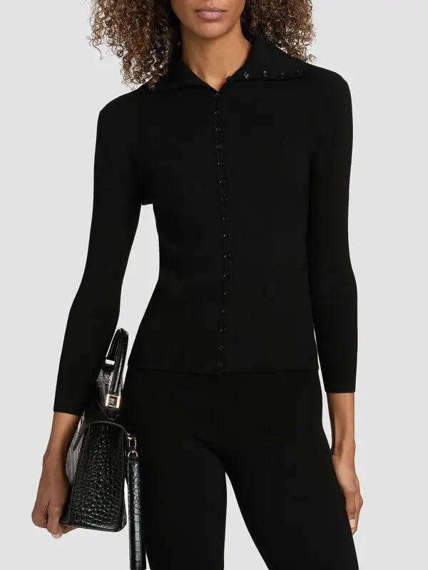 TOTEME Fitted Polo Cardigan - Black