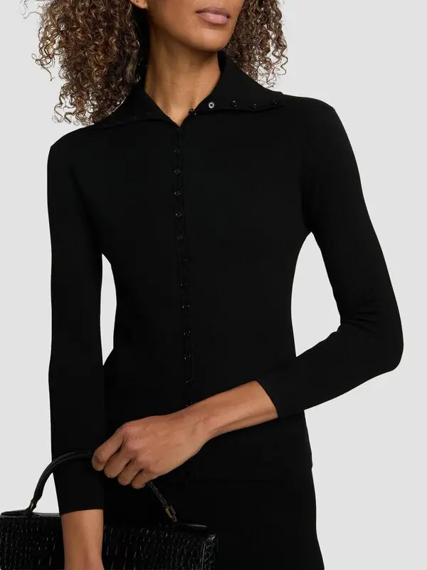 TOTEME Fitted Polo Cardigan - Black