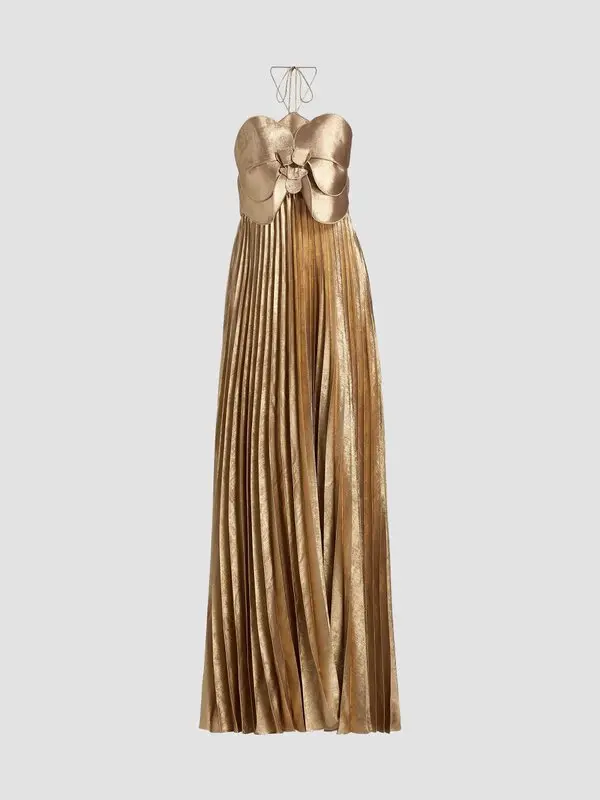 Acler Forever Young Pullford Metallic Pleated Gown