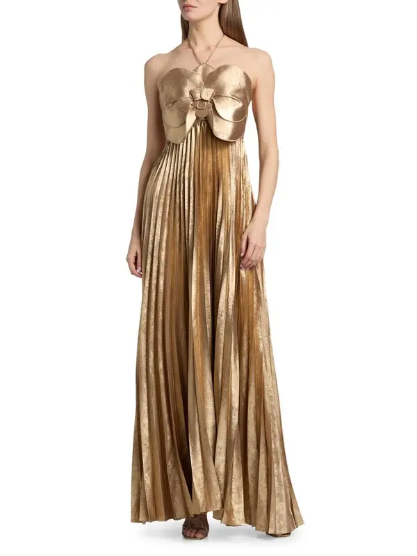 Acler Forever Young Pullford Metallic Pleated Gown