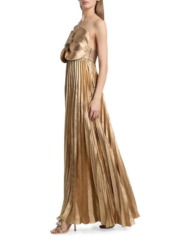 Acler Forever Young Pullford Metallic Pleated Gown