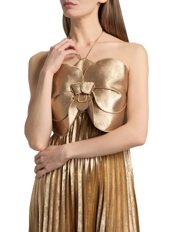 Acler Forever Young Pullford Metallic Pleated Gown