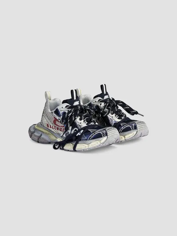 Balenciaga 3xl Split Logo Sneakers - Eggshell Red Navy