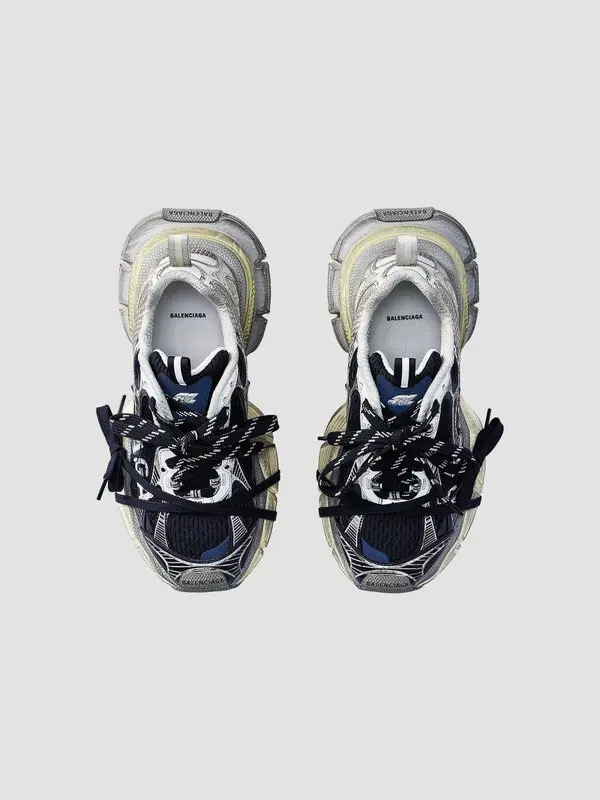 Balenciaga 3xl Split Logo Sneakers - Eggshell Red Navy