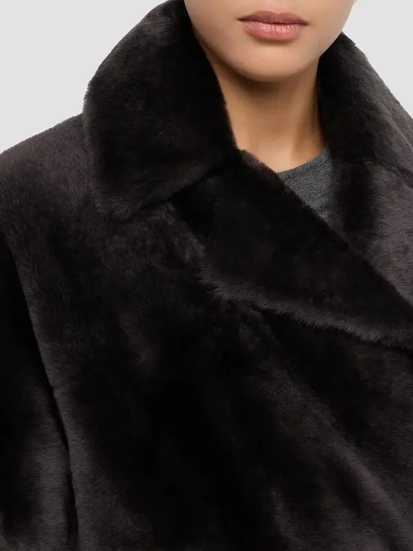 YVES SALOMON Shearling Double-breasted Jacket - Etain