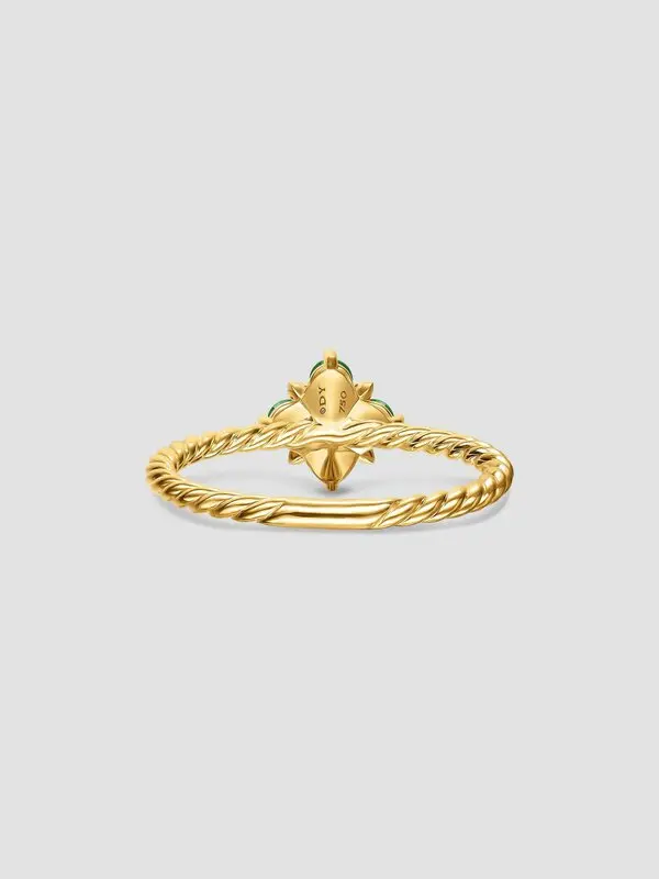 David Yurman Petite Modern Renaissance Color Ring In 18k Yellow Gold - Emerald