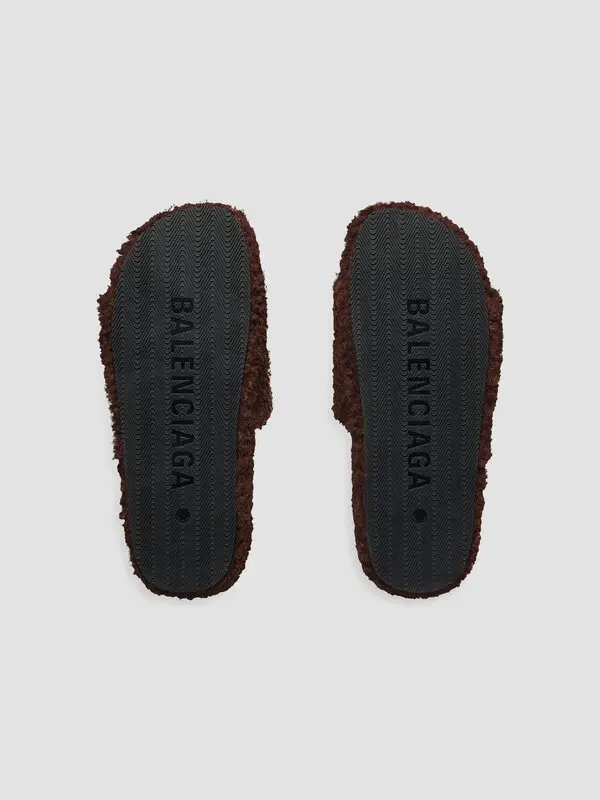 Balenciaga Furry Slide Sandals - Brown