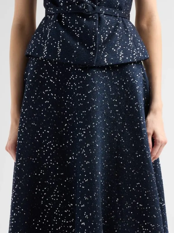 Oscar De La Renta Sequin Tweed A-line Skirt