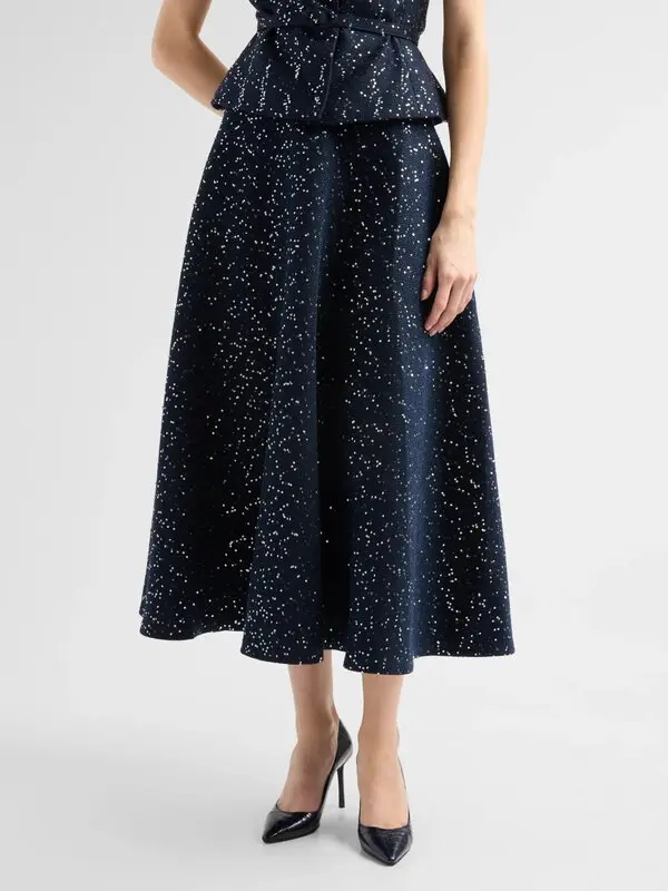 Oscar De La Renta Sequin Tweed A-line Skirt