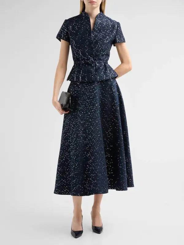 Oscar De La Renta Sequin Tweed A-line Skirt