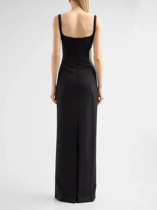 Oscar De La Renta Fringed Bow-embroidered Gown