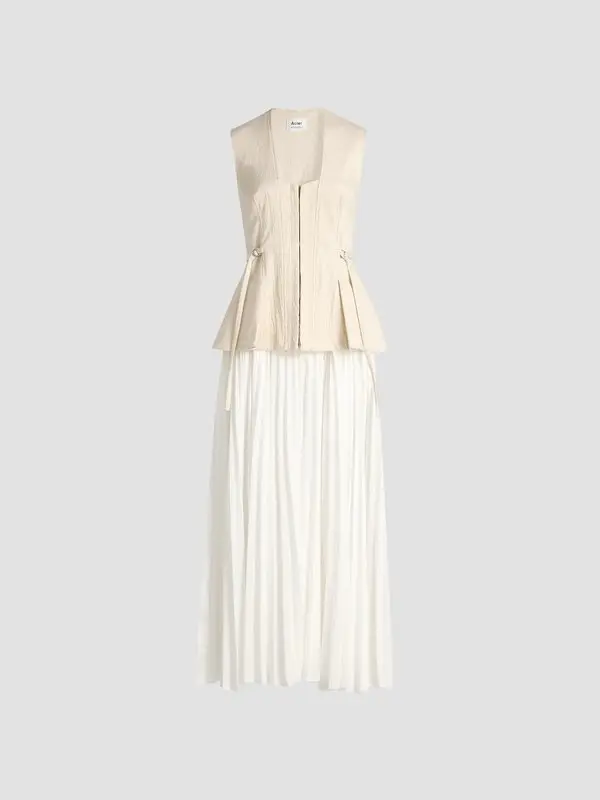 Acler Delny Mixed-media Peplum Cotton Maxi Dress - Pebble